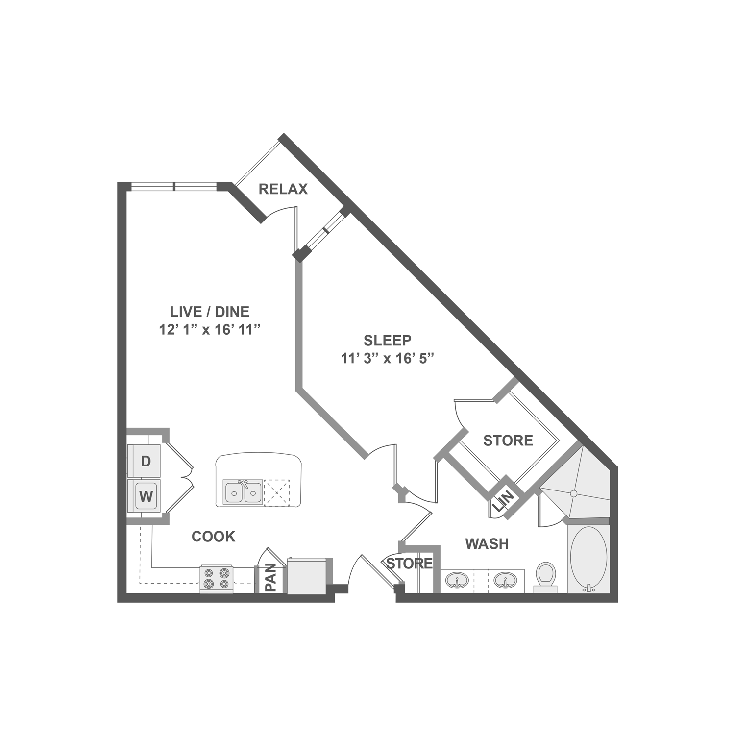 One, Two, and Three Bedroom Floor Plans - Caroline Post Oak